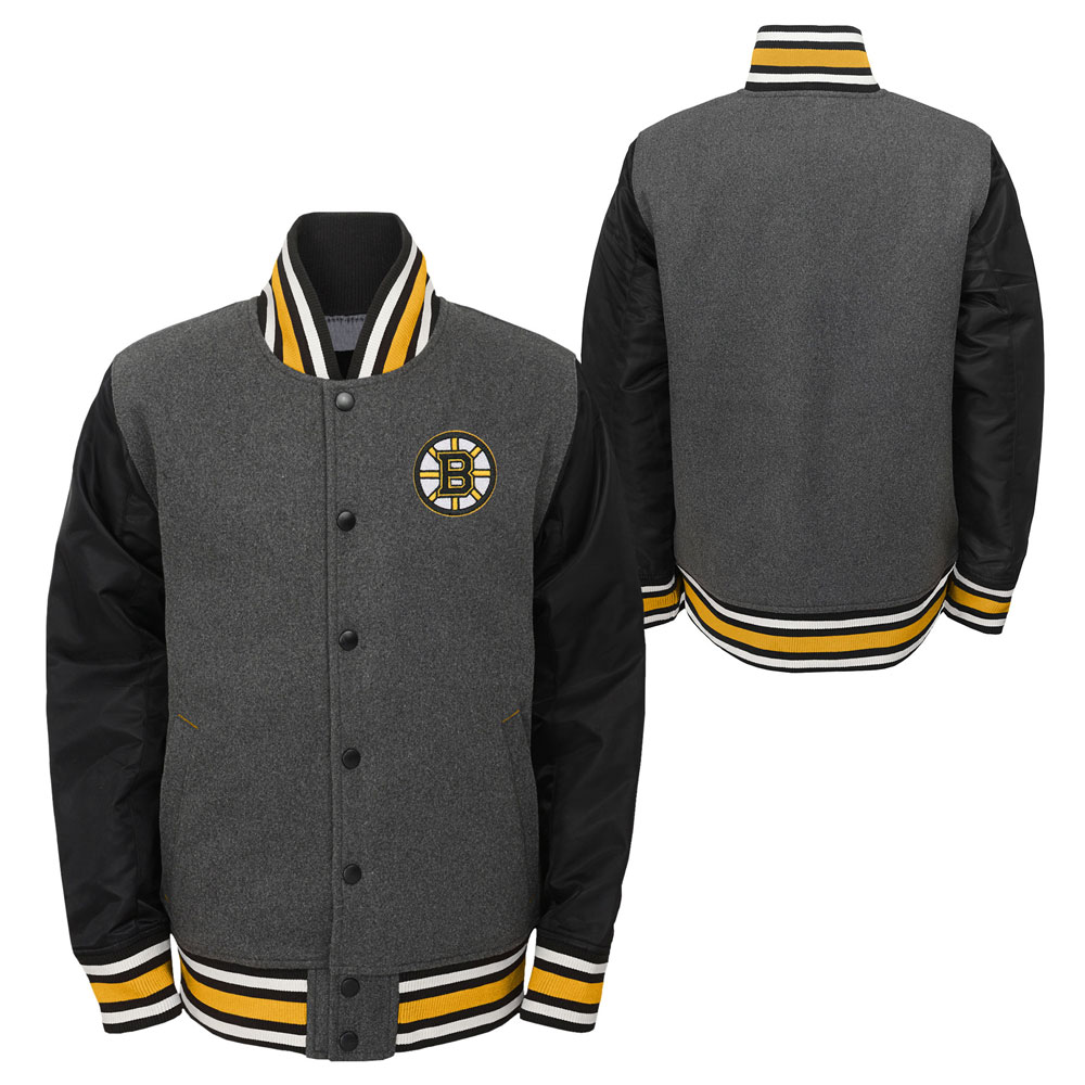 TheSportsDen.ca: Boston Bruins Youth Letterman Full-Snap Varsity Jacket ...